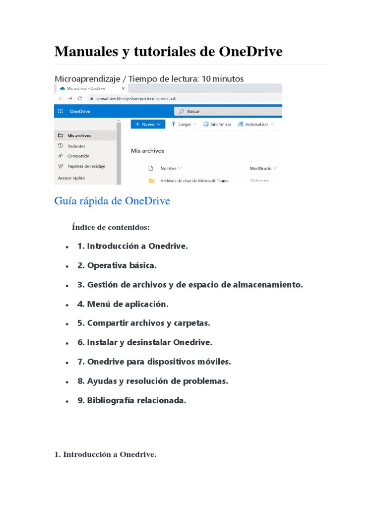 Manual Inicial Onedrive | PDF | Archivo de computadora | Ingeniería de ...