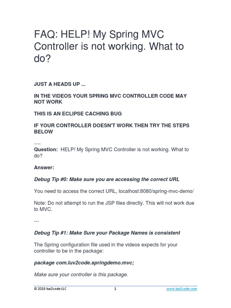 FAQ: HELP! My Spring MVC Controller Is Not Working. What To Do? | PDF | Eclipse (Software ...