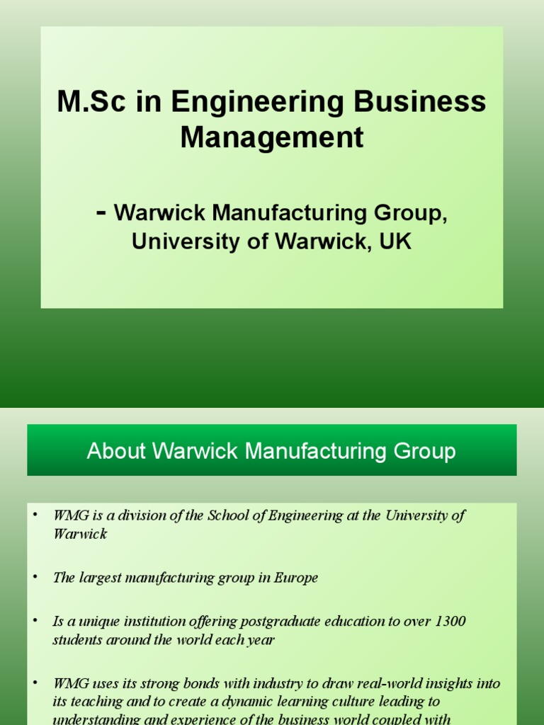 MSc Engineering Business Management Warwick | PDF | Strategic ...