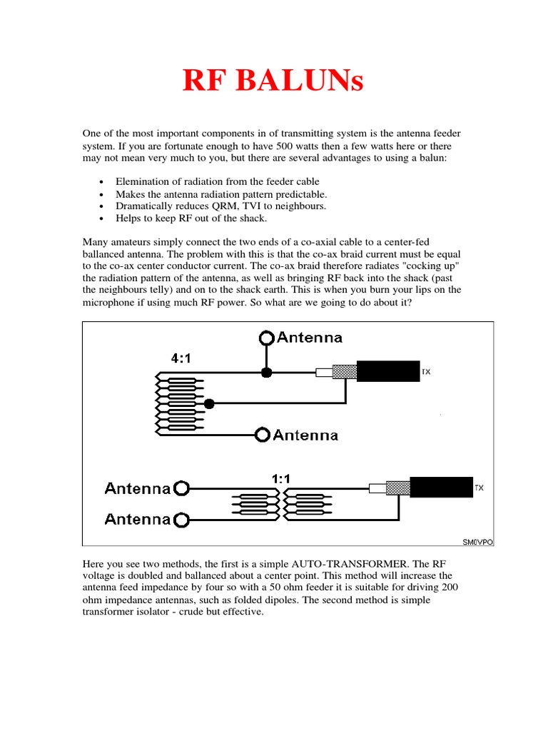 RF BALUNs | PDF | Antenna (Radio) | Coaxial Cable