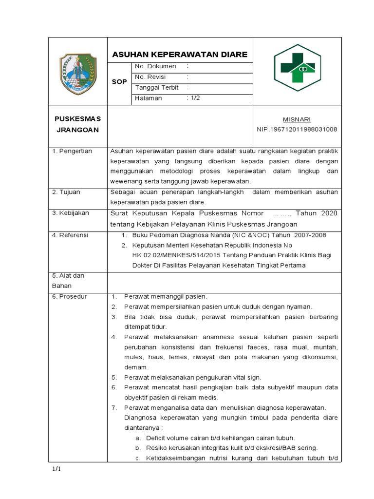 SOP Askep Diare | PDF