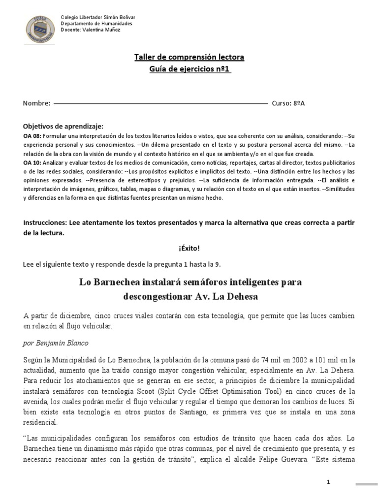 Comprensión Lectora Pdf Semáforo Comprensión Lectora