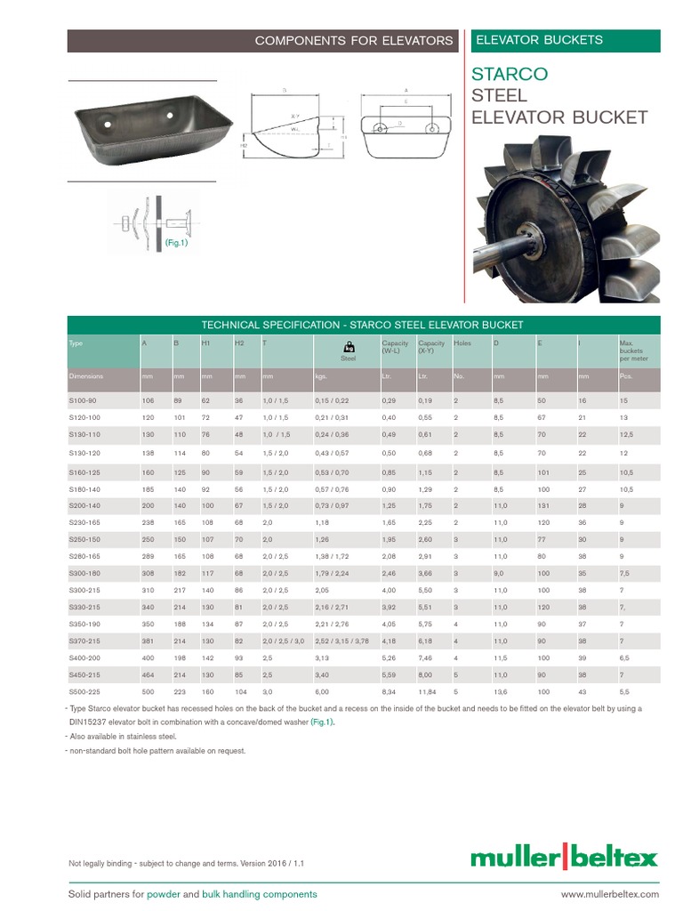 Starco Steel Elevator Bucket Specs | PDF | Tools