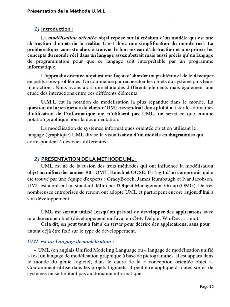 Définition de la méthode UML | PDF | Langage de Modélisation Unifié ...