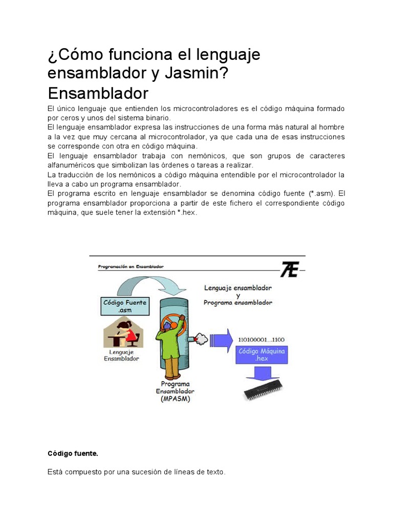 ¿cómo Funciona El Lenguaje Ensamblador Y Jasmin Pdf Lenguaje Ensamblador Lenguaje De