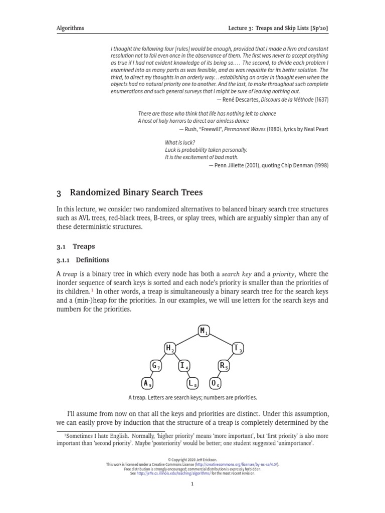 3 Randomized Binary Search Trees: 3.1 Treaps | PDF | Algorithms And Data Structures | Applied ...