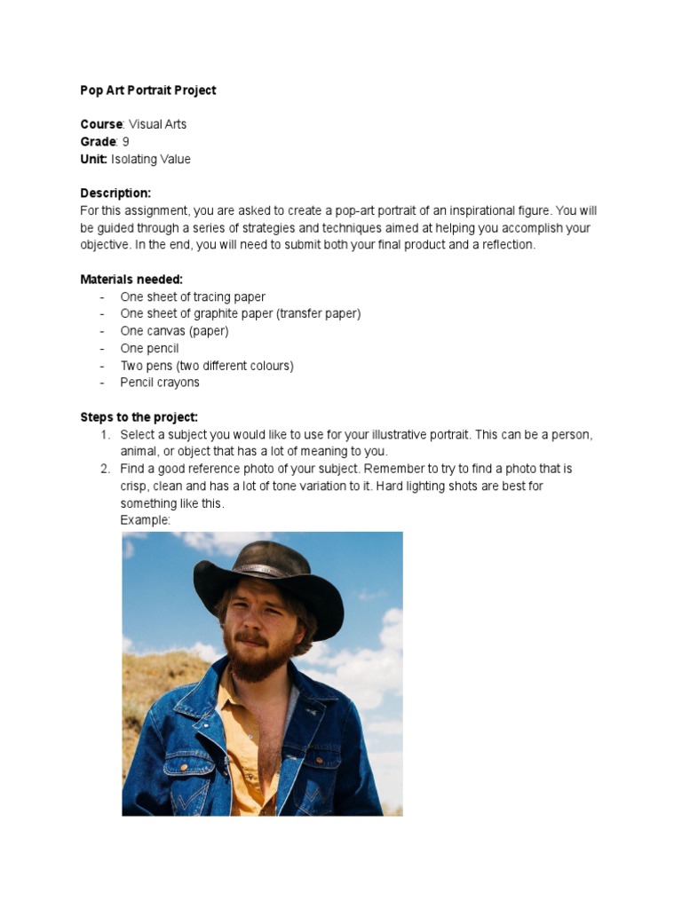 Pop Art Portrait Project (AVI 1O) | PDF | Pencil | Cognition