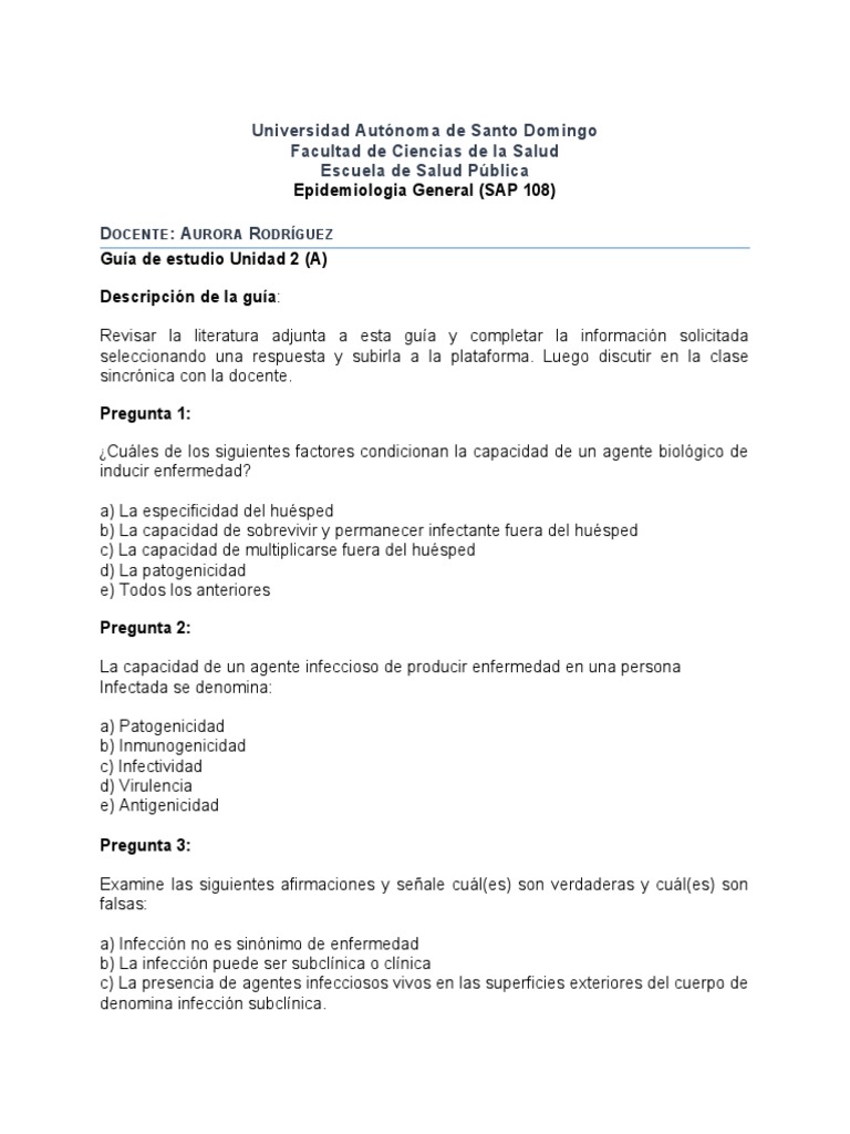 SAP 108 Virtual Guia de Estudio 1A | PDF | Infección | Microbiología