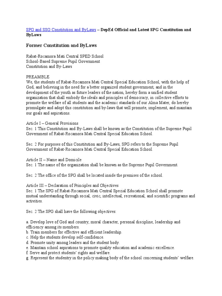 SPG and SSG Constitution and ByLaws | PDF | Impeachment | By Law
