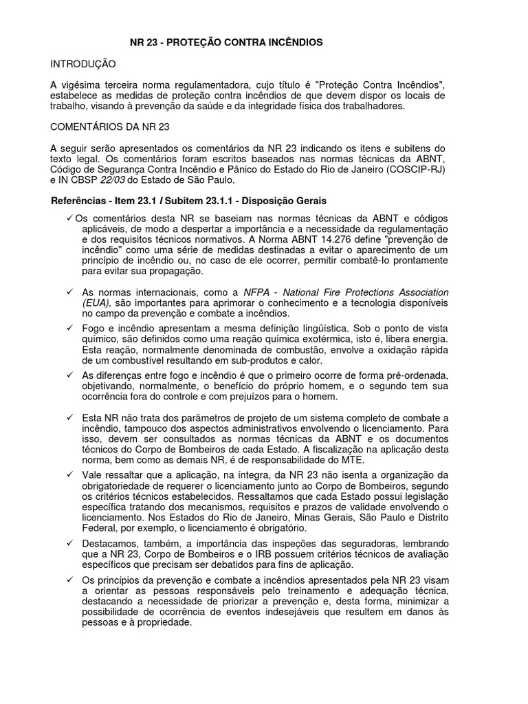 NR 23: Proteção Contra Incêndios | PDF | Combustão | Química