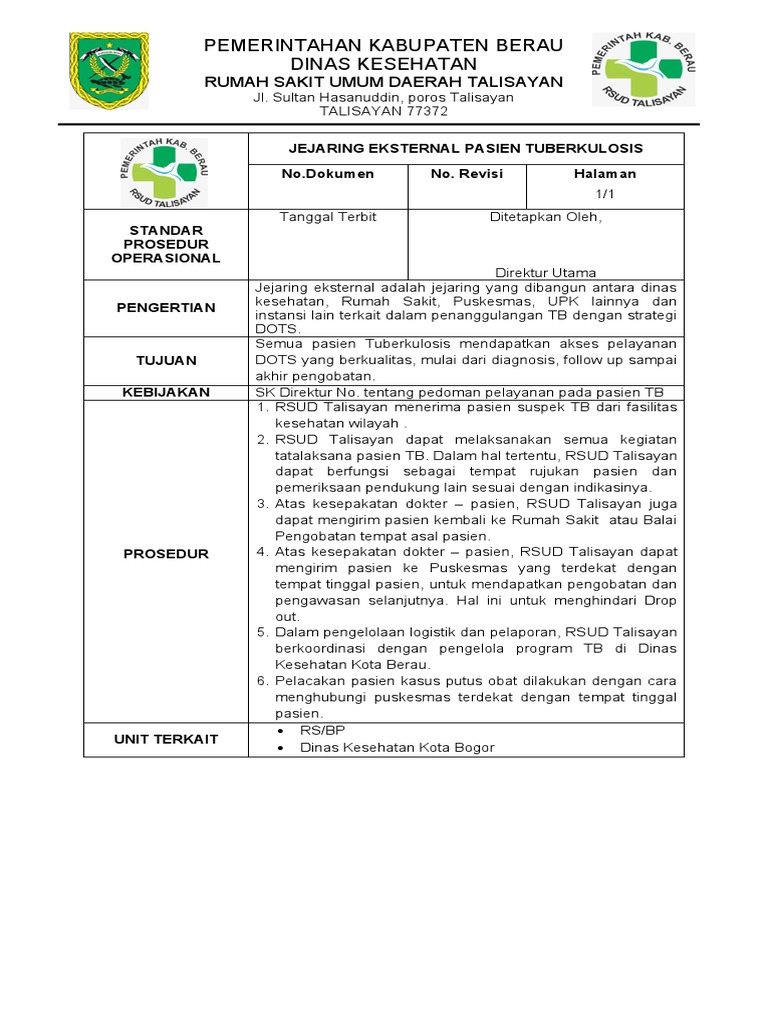 02.017 Sop Jejaring Eksternal Pasien Tuberkulosis | PDF