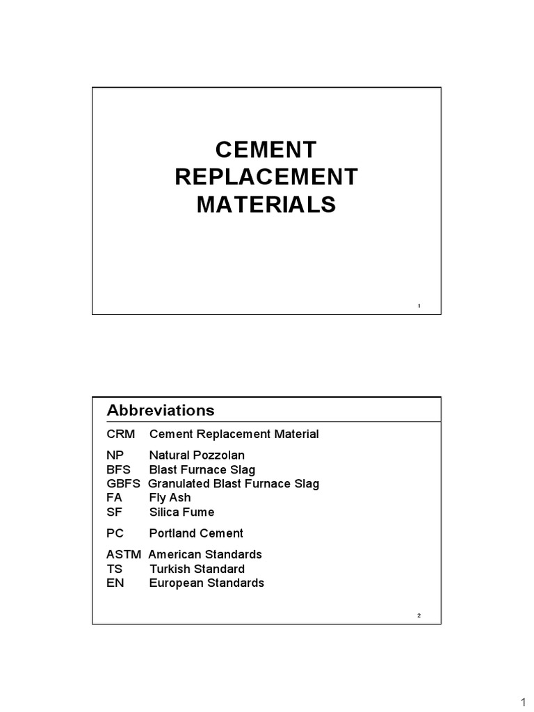 Cement Replacement Materials: Abbreviations | PDF | Cement | Concrete