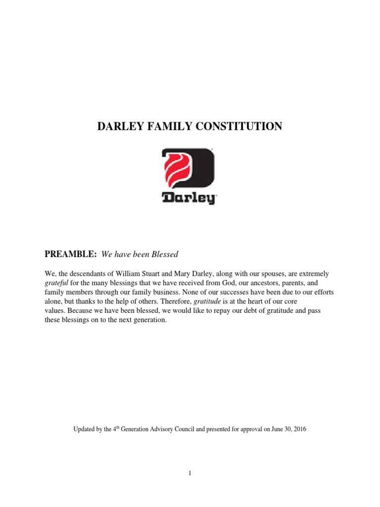 Darley Family Constitution 2021 | PDF | Family | Gratitude