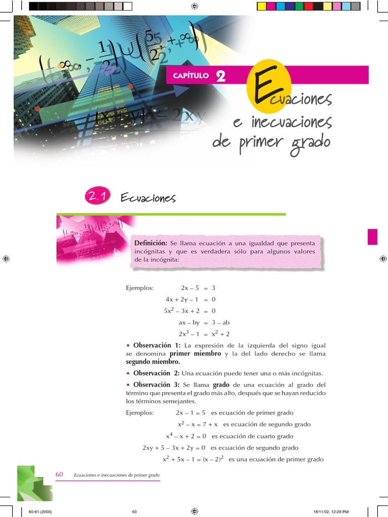 Cap. 2 Álgebra Arrayan EC E INEC DE PRIMER GRADO - Ximena Carreño y Ximena Cruz | PDF ...