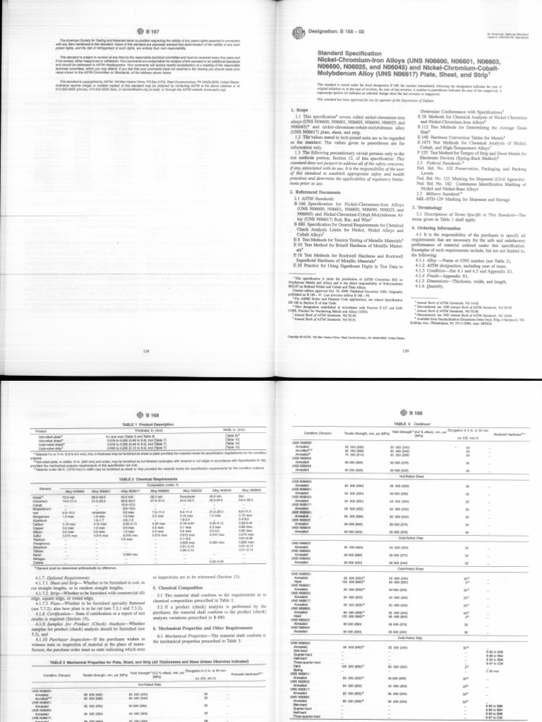 Astm b168 Uns No06617 | PDF