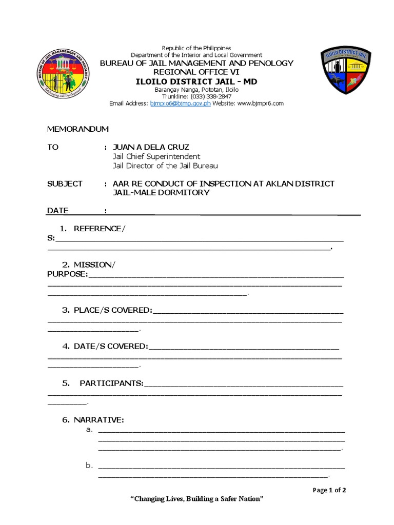 (Annex D) After Activity Report Format For Single Reference For Jails | PDF | Philippines | Law ...