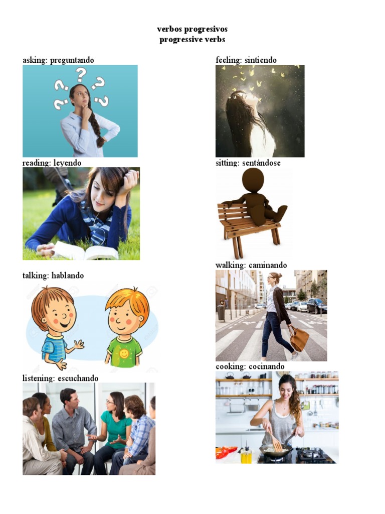 15 Verbos Progresivos Con Imagenes | PDF