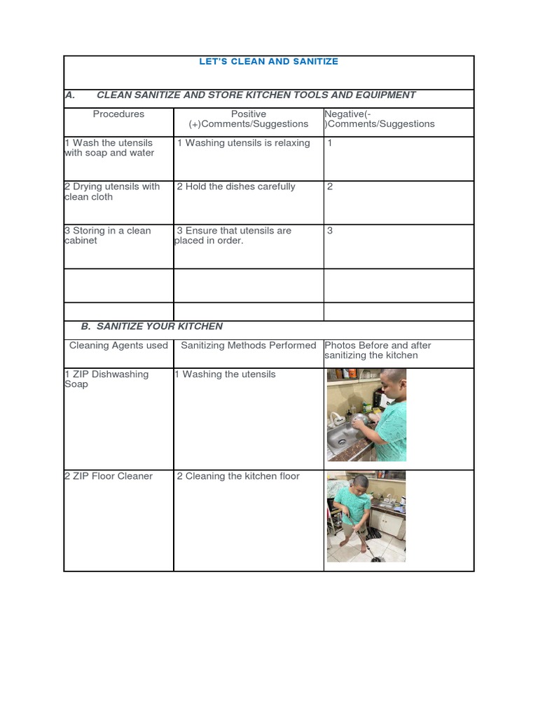 Kitchen Cleaning and Sanitizing Guide | PDF | Cooking, Food & Wine ...
