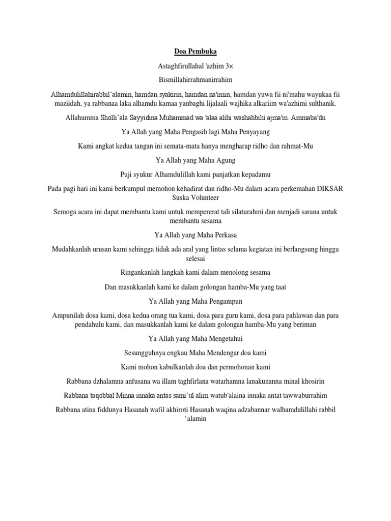 Doa Pembuka Dan Penutup | PDF | Pengembangan Diri | Agama & Spiritualitas