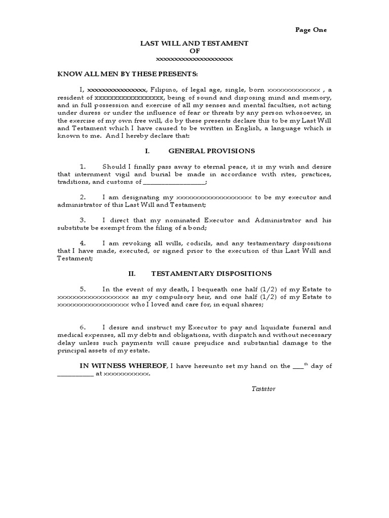 Sample Notarial Will | PDF | Will And Testament | Private Law