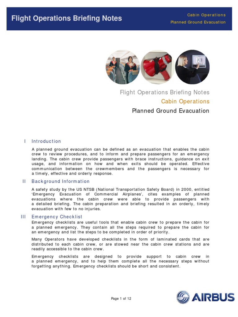 Planned Ground Evacuation Briefing | PDF | Flight Attendant | Emergency ...