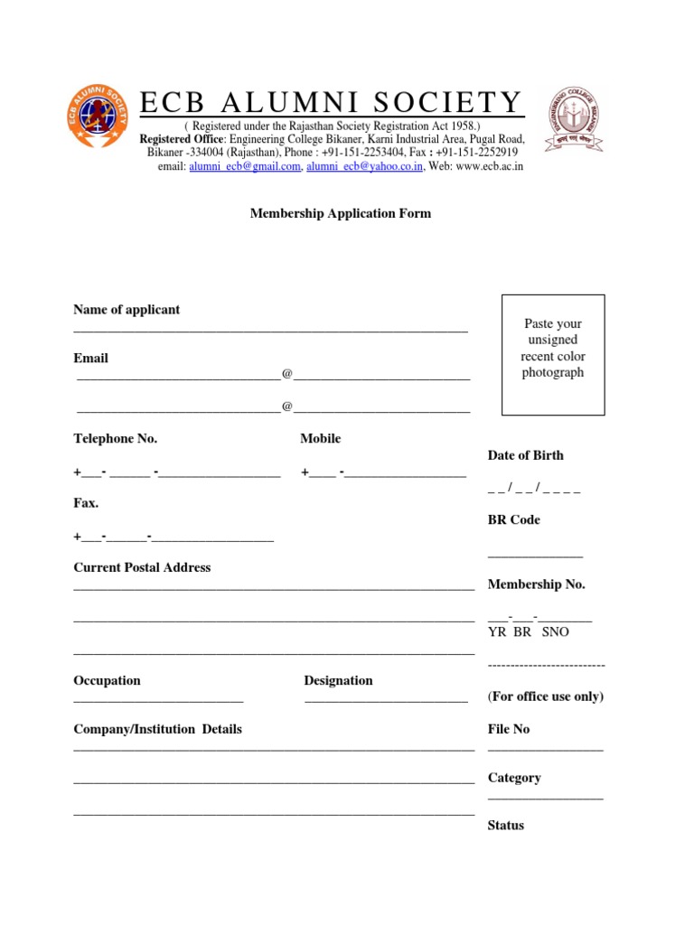 Ecb Alumni Society Form | PDF | Communication | Telecommunications