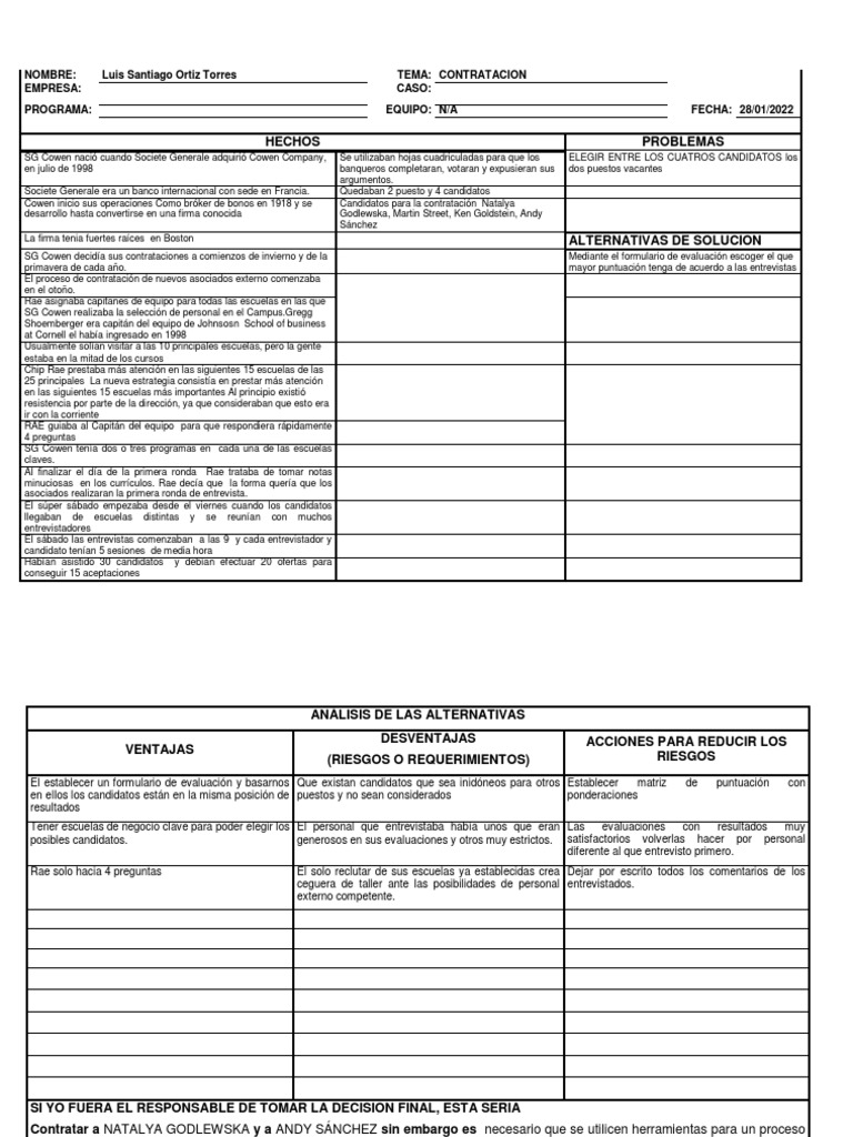 Proceso de Contratación en SG Cowen | PDF | Reclutamiento | Gestión de ...