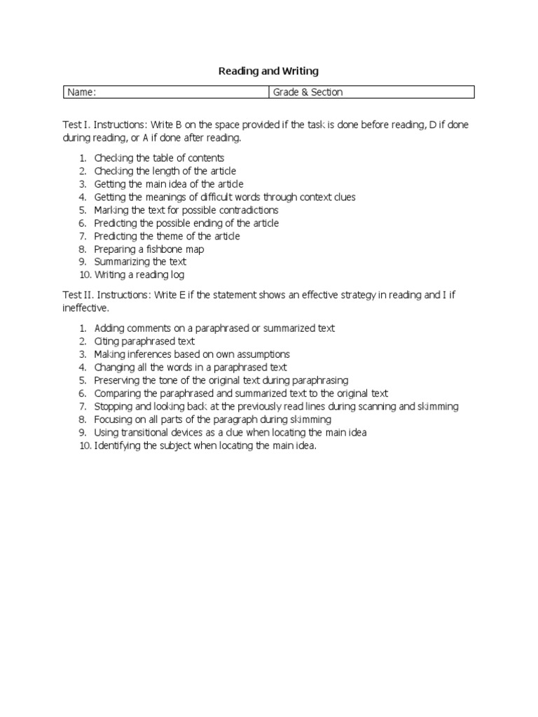 RW Worksheet 2A | PDF
