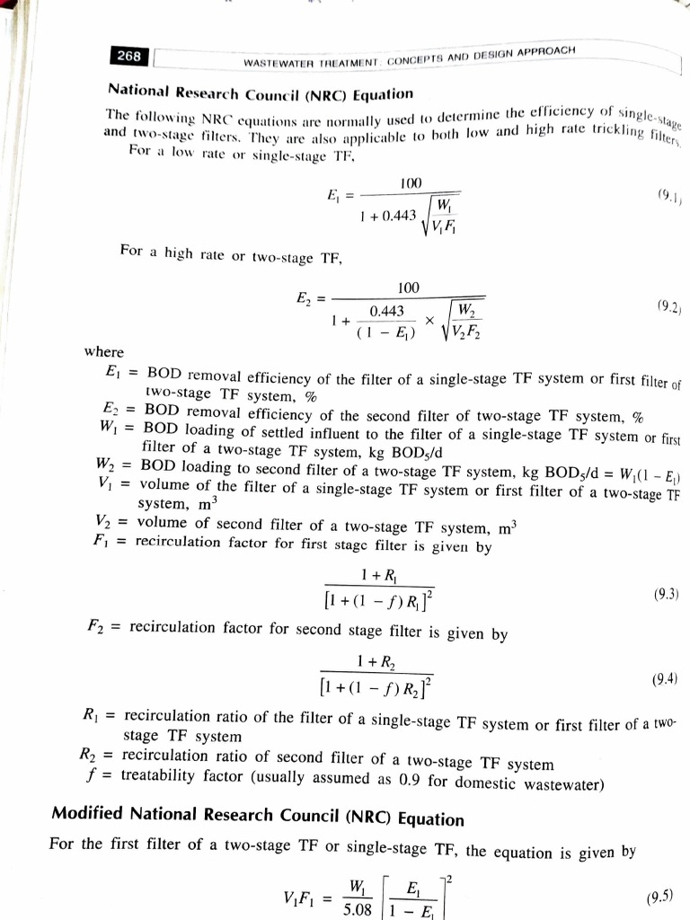 Trickling Filter Equations | PDF | Sewage Treatment | Filtration