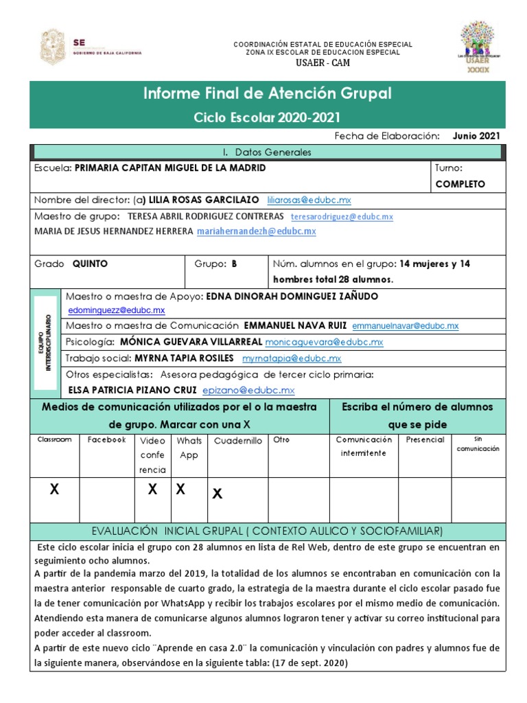 Informe Final Grupal 5 B Junio | PDF | Sicología | Aprendizaje