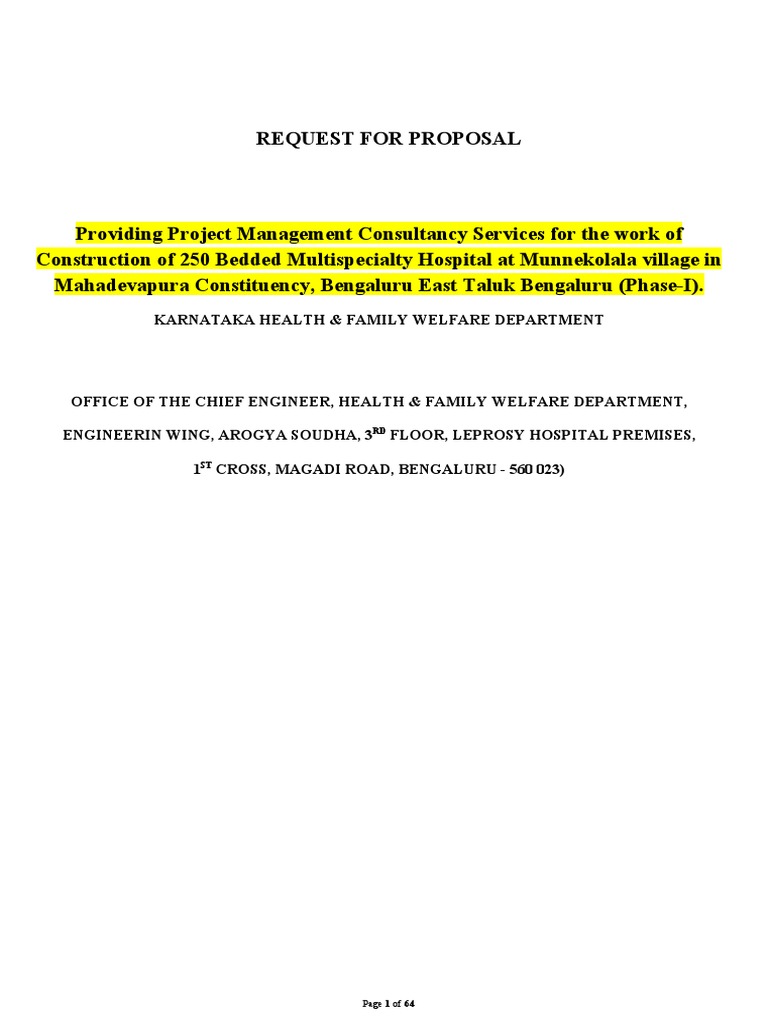 PMC Munnekolala - RFP | PDF | Consultant | Request For Proposal