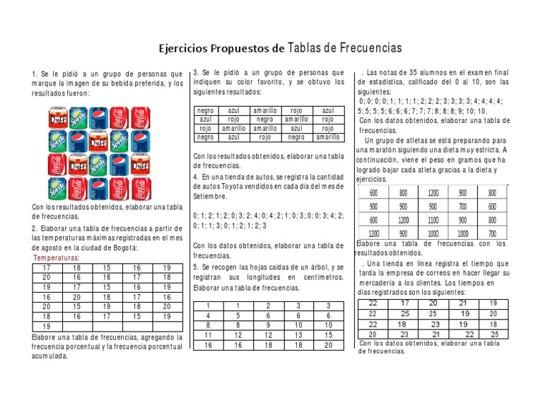 Tablas de Frecuencias Ejercicios Propuestos | PDF