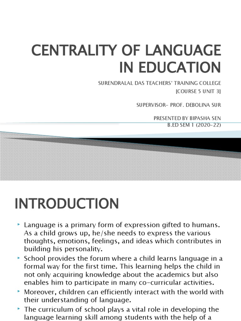 Centrality of Language in Education | PDF | Teachers | Curriculum