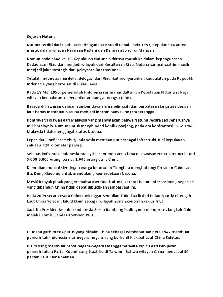 Sejarah Natuna | PDF | Politik