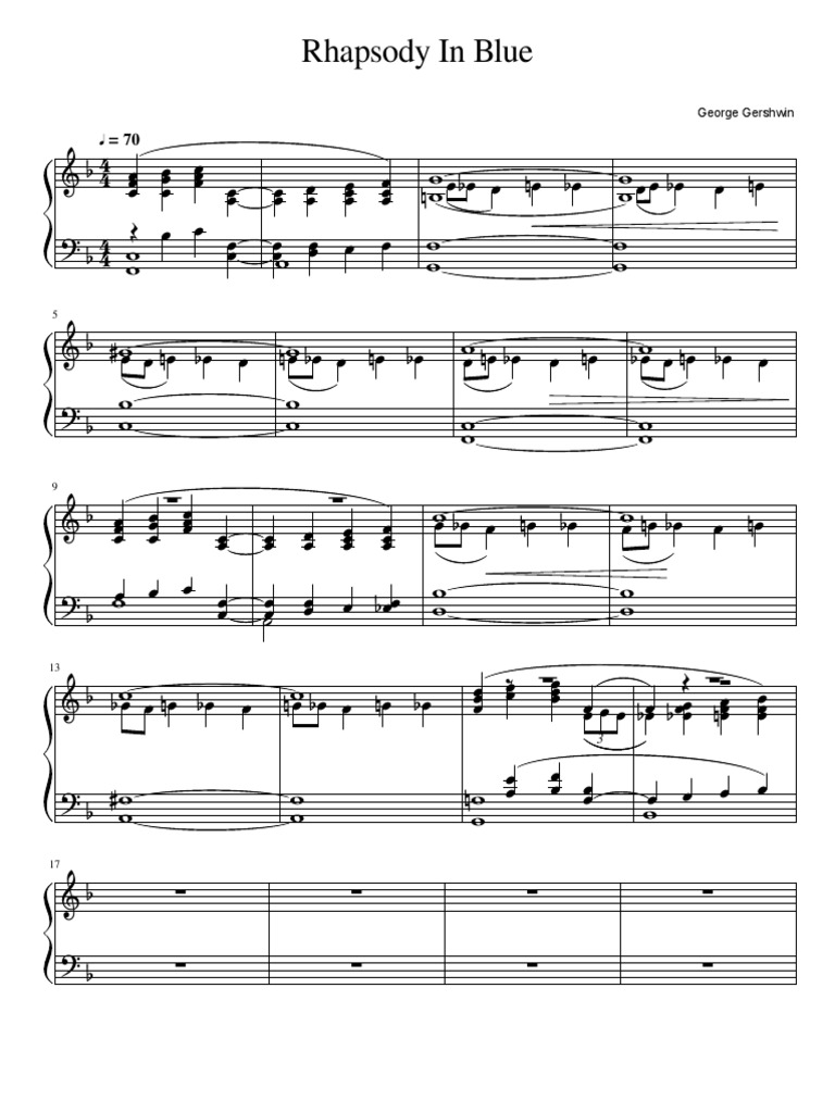 Rhapsody in Blue: Slow Theme (Levine Arrangement) | PDF | Musical ...