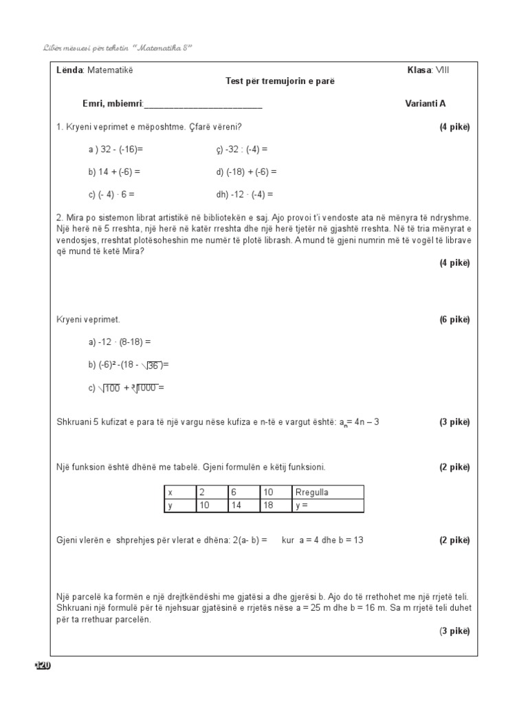 Teste Matematika 8 | PDF