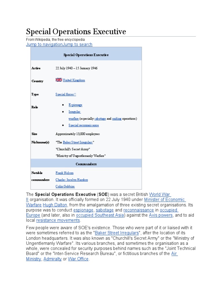 Special Operations Executive | PDF | Special Operations Executive ...