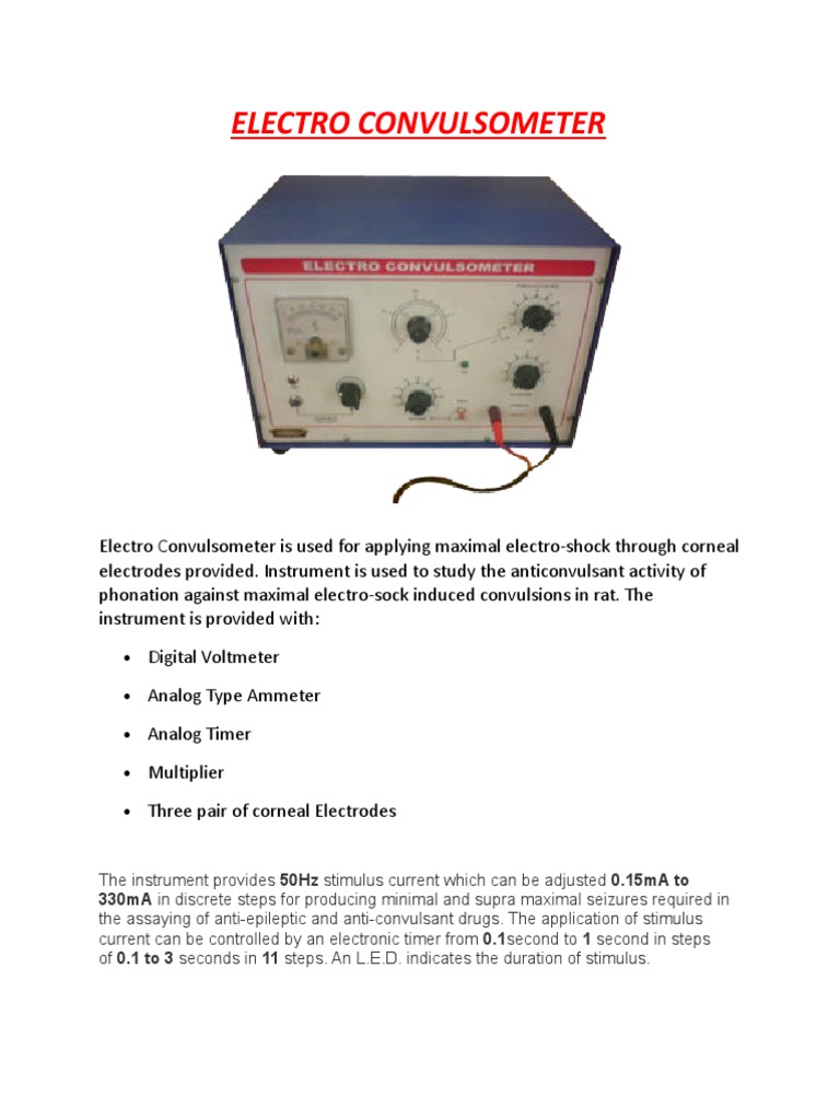Electro Convulsometer: 330ma in Discrete Steps For Producing Minimal ...