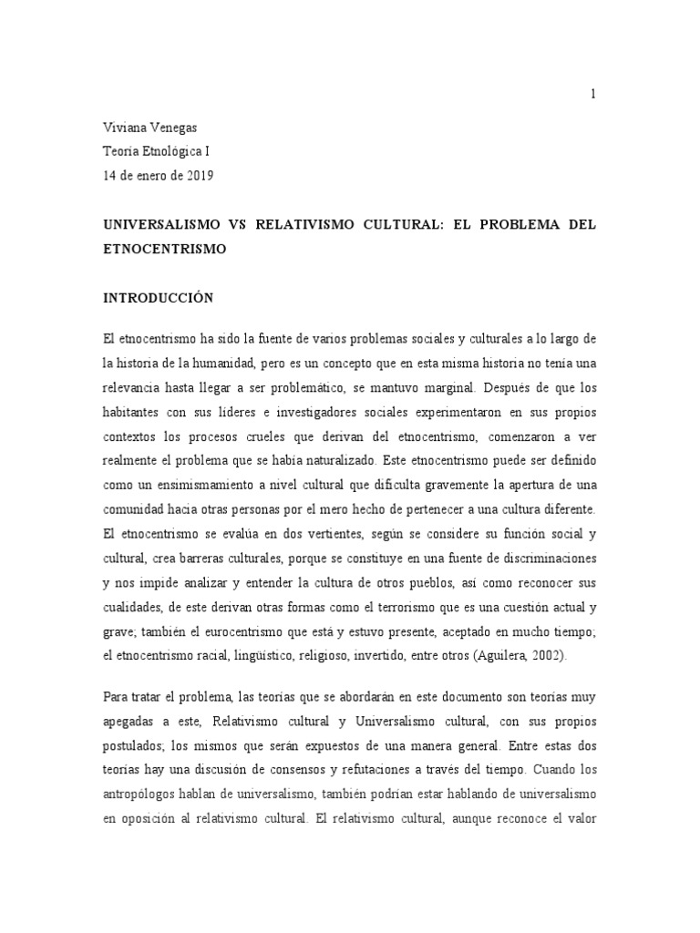 Universalismo vs Relativismo Cultural | PDF