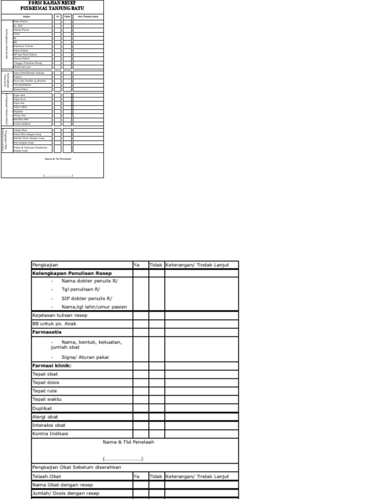 Form Kajian Resep Puskesmas | PDF
