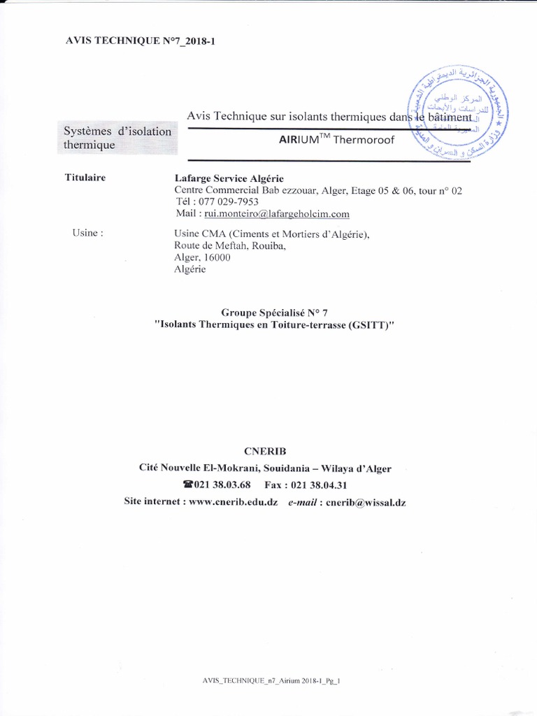 Avis Technique sur AIRIUMTM Thermoroof | PDF | Béton | Mousse (matière)