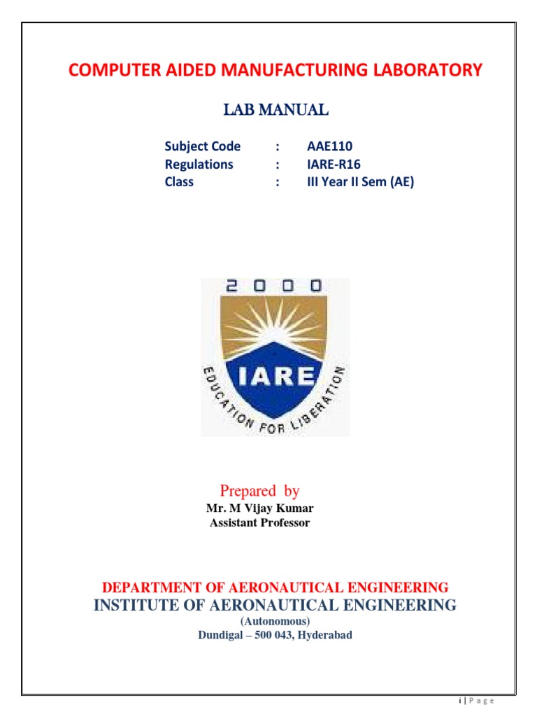 CNC Lab Manual for AE Students | PDF | Numerical Control | Engineering