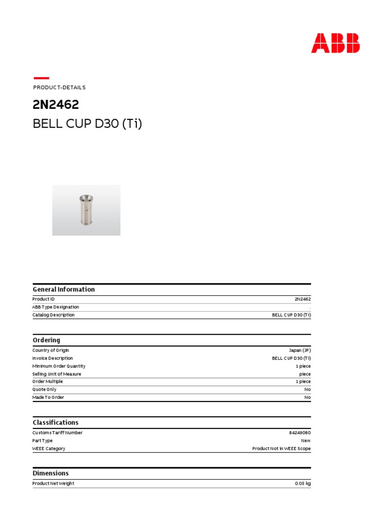 2N2462 Bell Cup d30 Ti | PDF