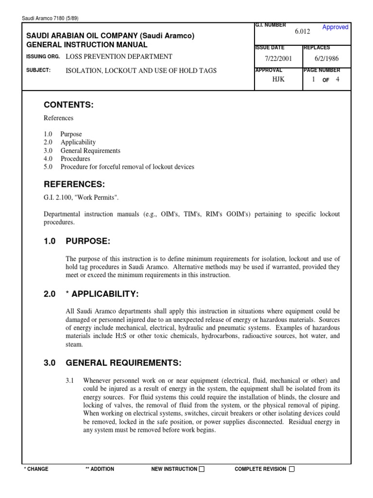 0006 - 012-Isolation, Lockout and Use of Hold Tags | PDF | Safety