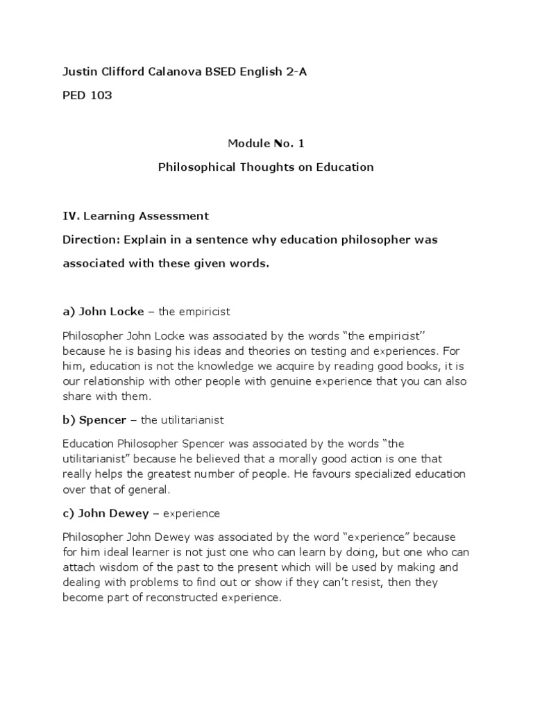 Philosophical Insights on Education | PDF | Pedagogy | Learning