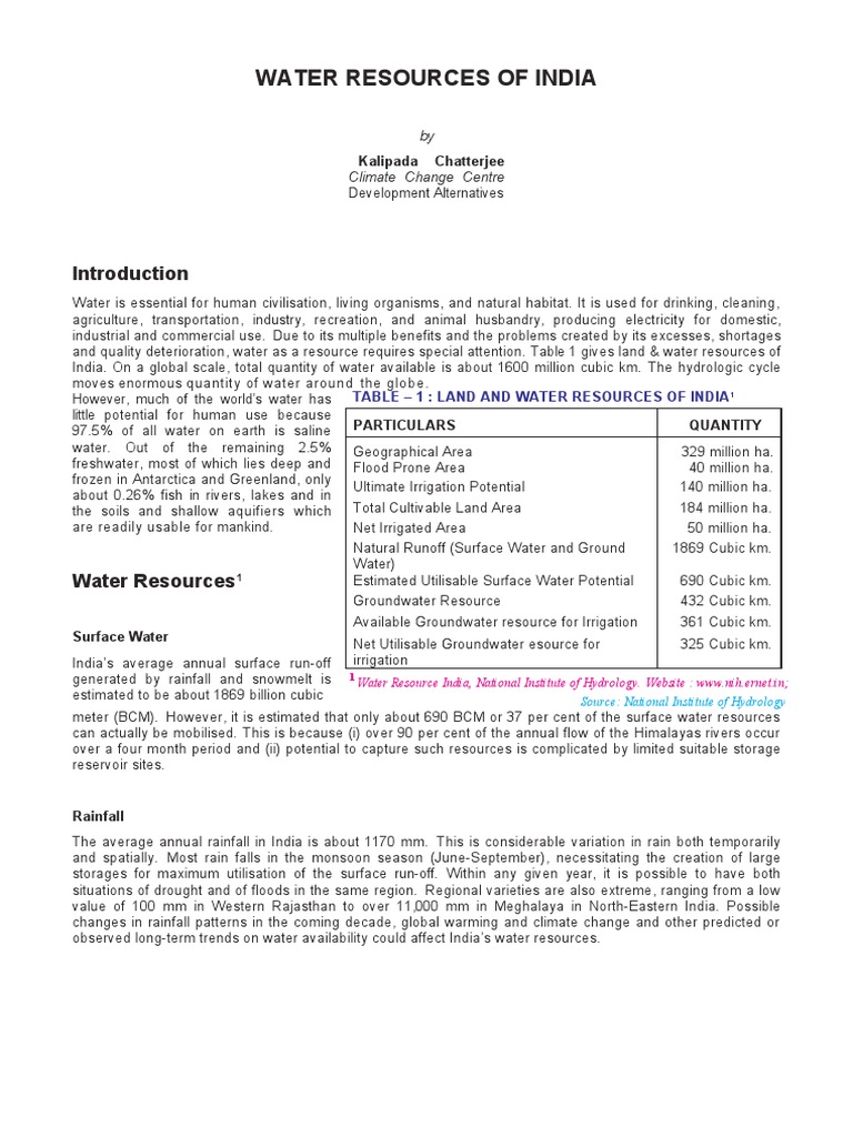 Overview of India's Water Resources | PDF | Water Resources | Groundwater