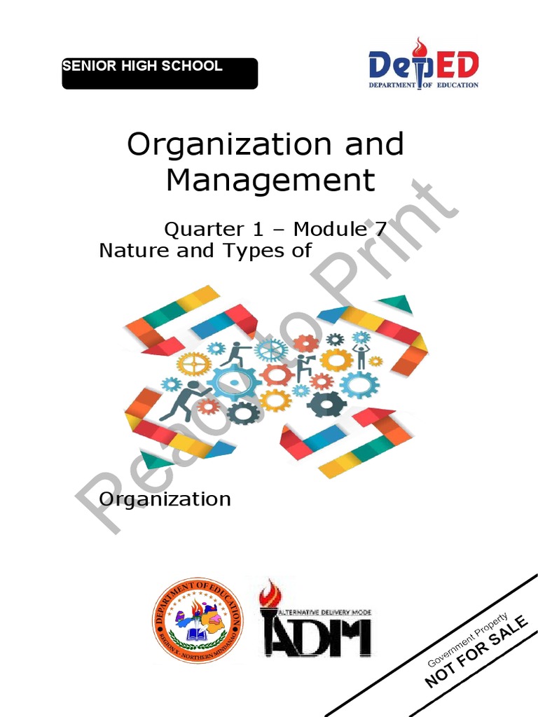 Organization Management Q1M7 | PDF | Goal | Division Of Labour