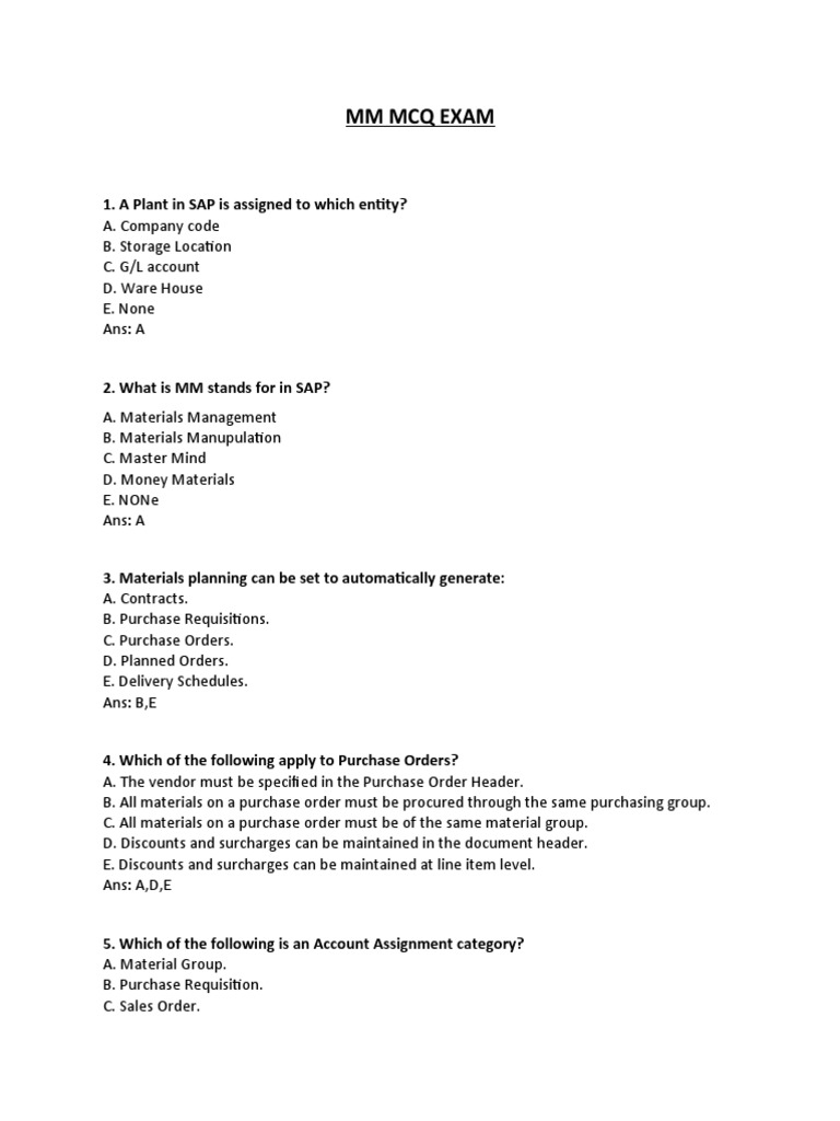 MM - MCQ - Test Questions | Download Free PDF | Receipt | Invoice