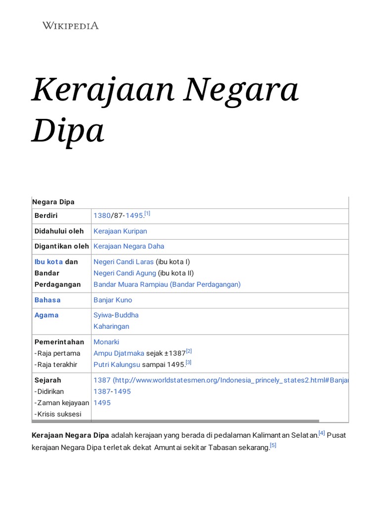Sejarah Kerajaan Negara Dipa | PDF