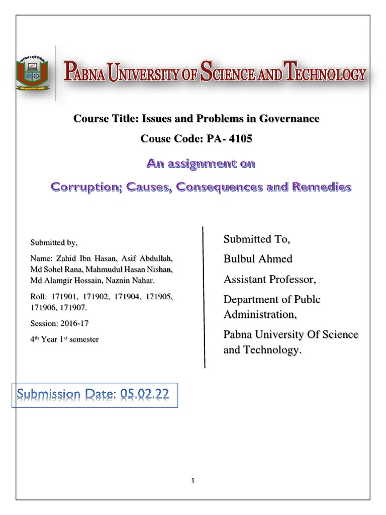 Corruption Causes, Consequences and Remedies | PDF | Corruption ...